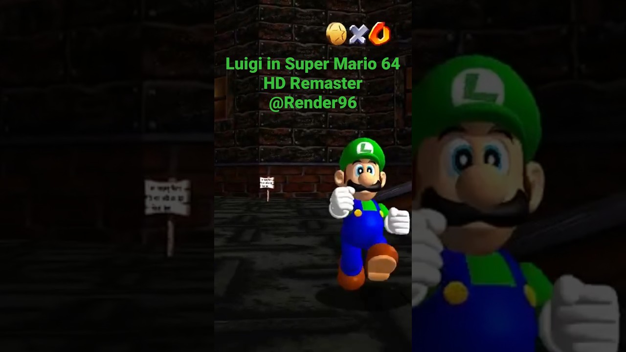Super Mario 64 HD Remaster @Render96 #Luigi Gameplay #SuperMario64 # ...
