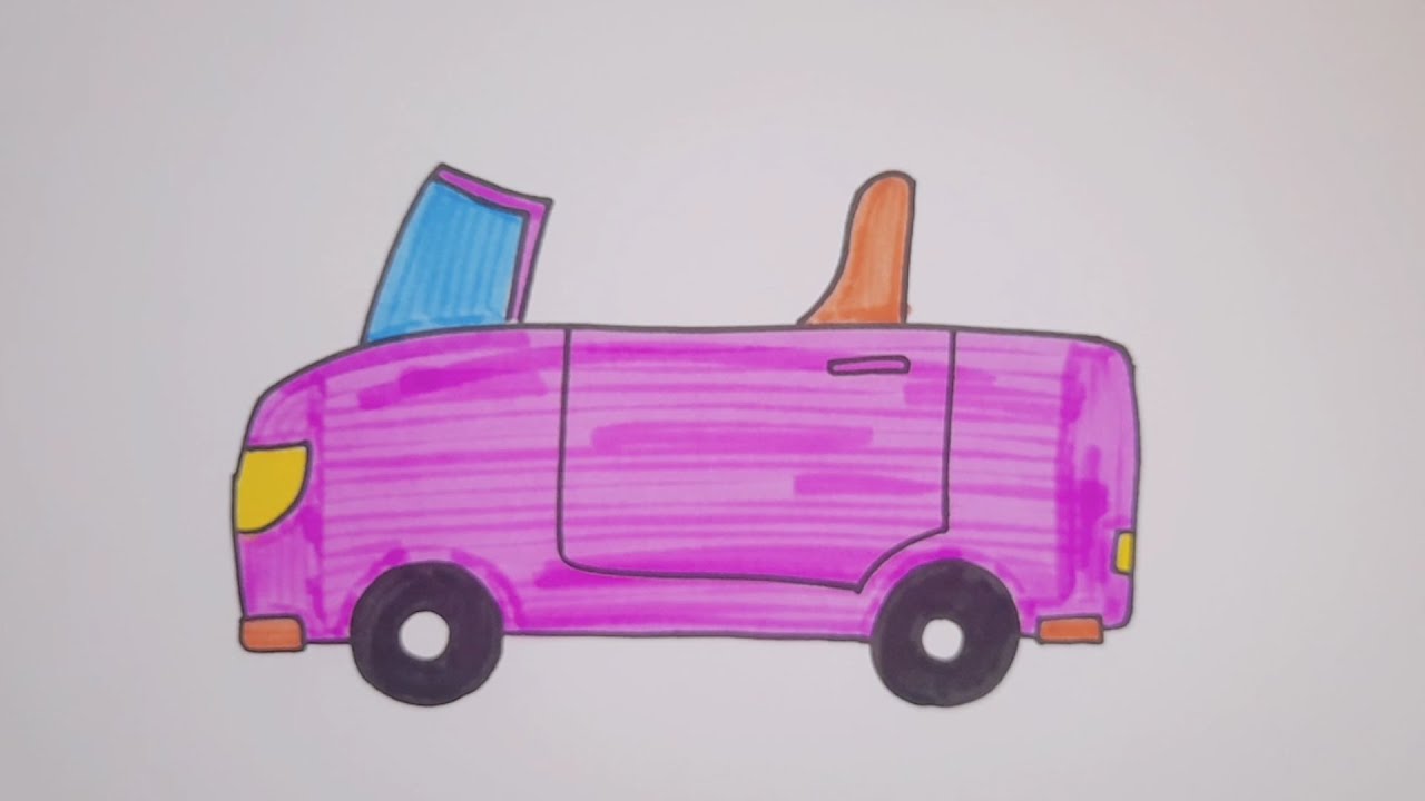 How to Draw A Convertible! A Step by Step! Hướng dẫn bé vẽ xe mui trần ...