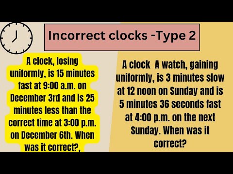 Incorrect clocks type-2( A clock which loses /gains uniformly. When was ...
