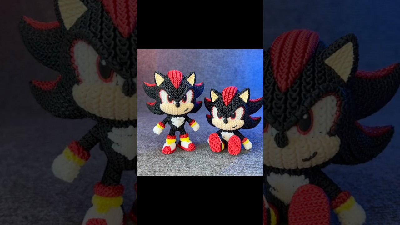 Shadow the Hedgehog Knitted - Crochet - Sonic 3D Printing - YouTube