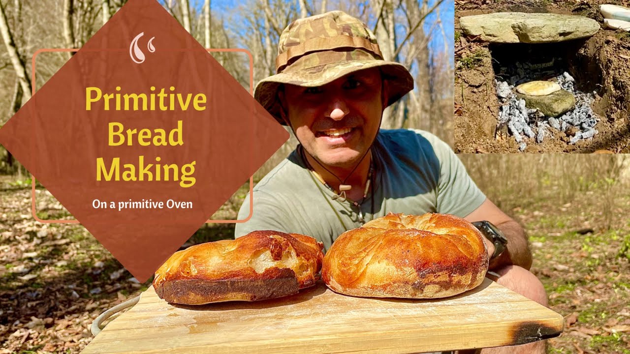 Survival skill : Baking Bread on rock in a primitive Oven #cooking # ...