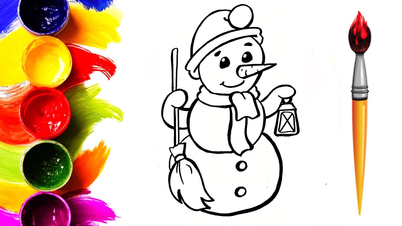 Раскраска Снеговик | Bolalar uchun qordan odam rasm chizish | How To ...