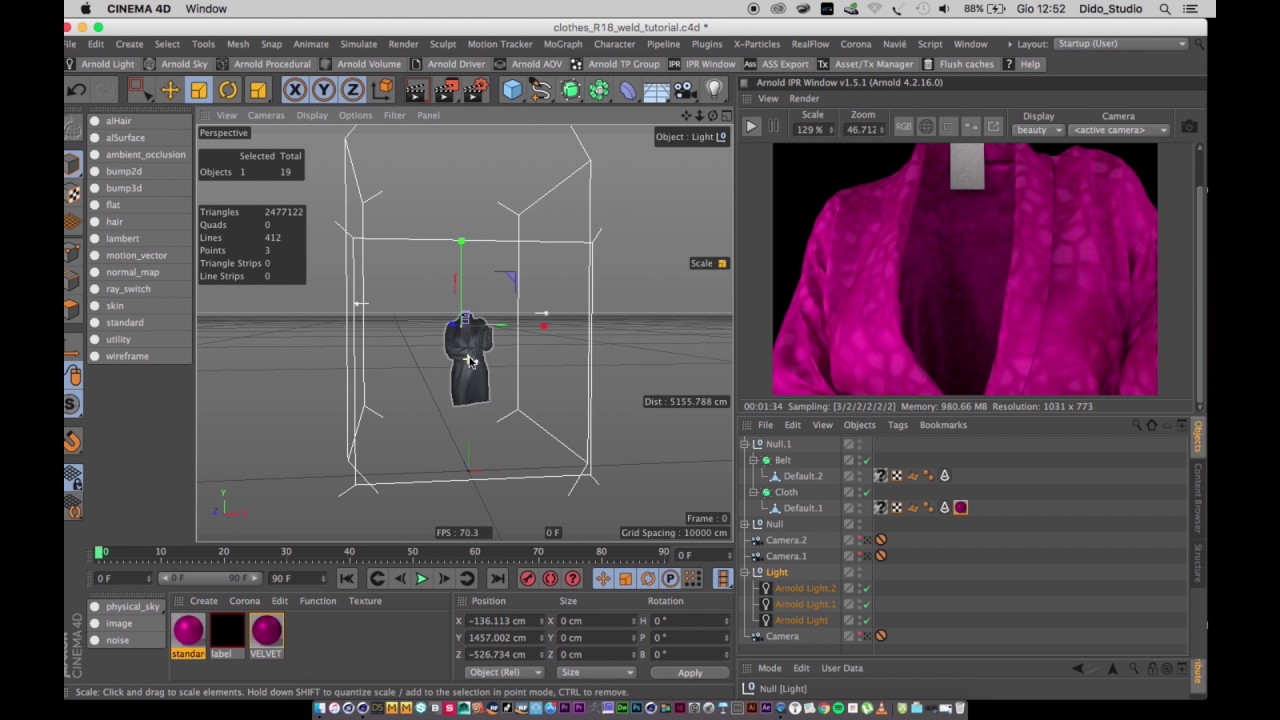 Cinema 4D Cloth Arnold Render - YouTube