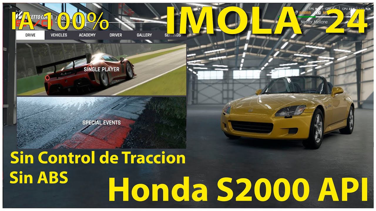 Assetto Corsa EVO Honda S2000 API Imola 24 IA 100% - YouTube