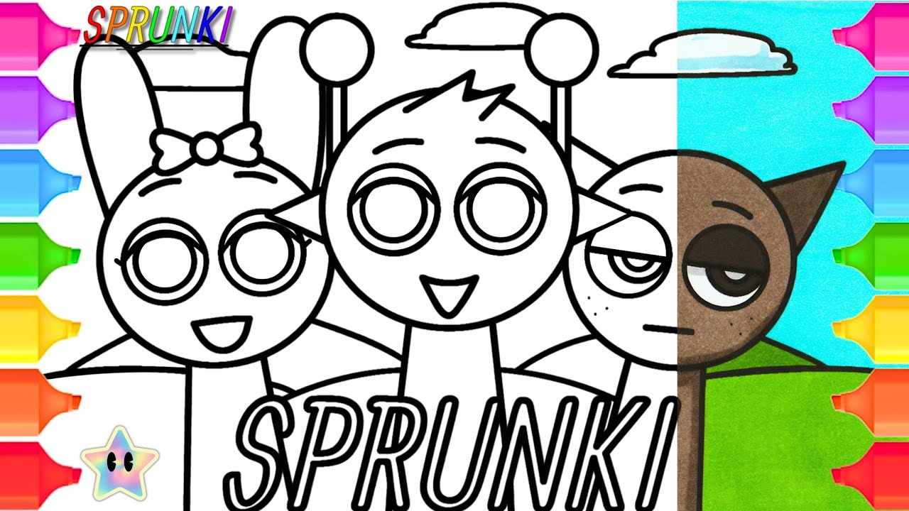 Incredibox Sprunki Coloring Page | Pink (Pinki), Yellow (Simon) & Gray ...