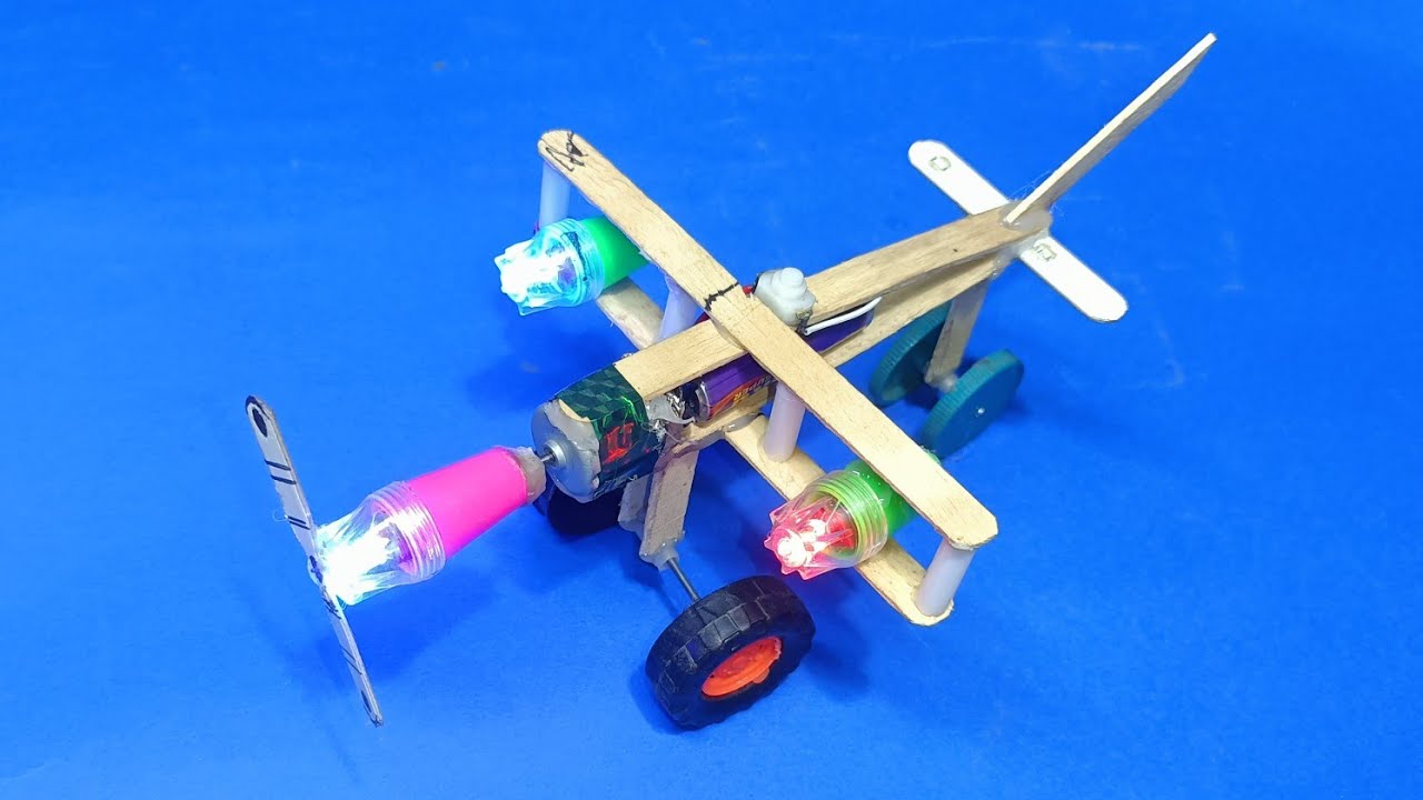 how to make a aeroplane at home with dc motor light fan - YouTube