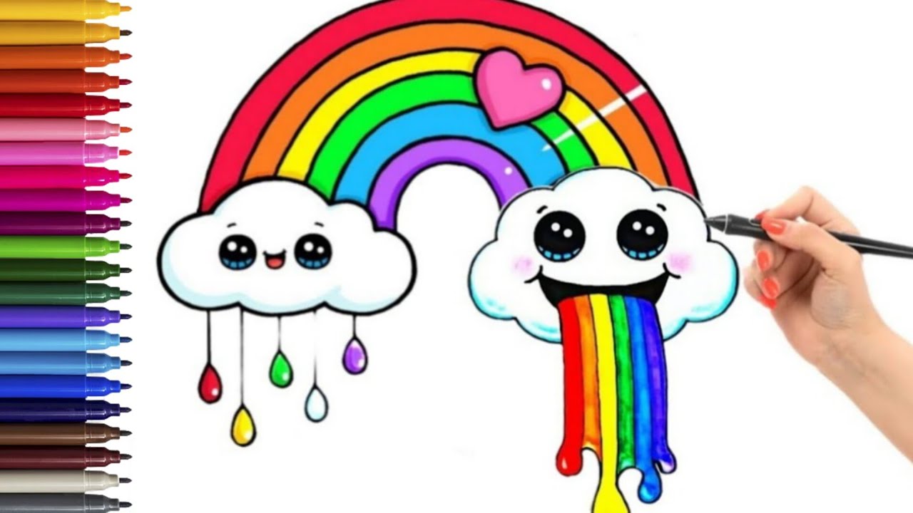 How to Draw a Rainbow Step by Step ; Very Easy Drawing for Toddlers ...