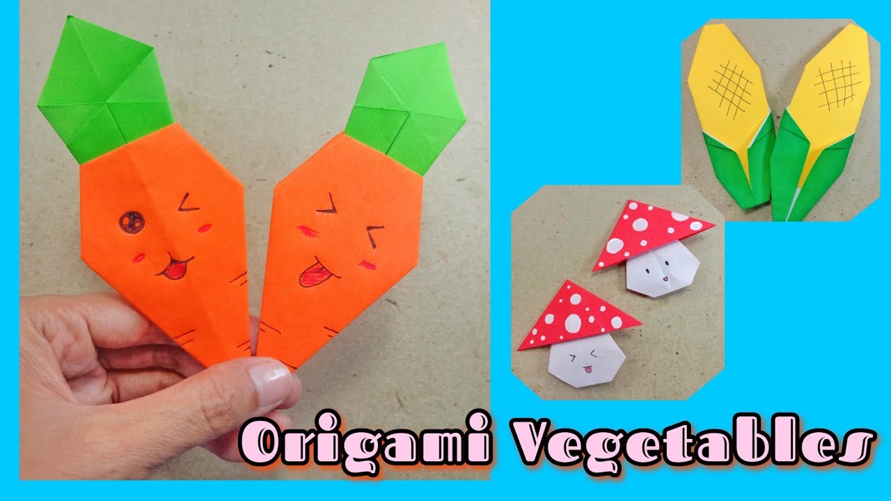 Origami || Easy Origami Vegetables, Cute Carrot Origami, Cute Mushroom ...
