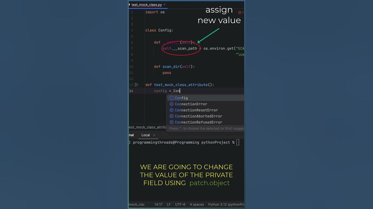 How to easily mock private class field names in Python using patch.object - YouTube