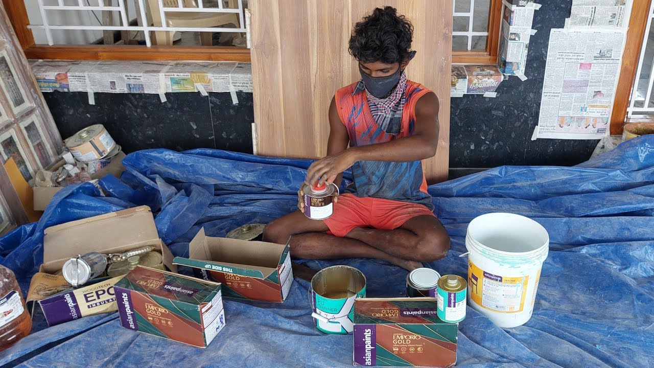 Emporio Gold PU Glass Wood Polish Mixing | Asian Paints - YouTube