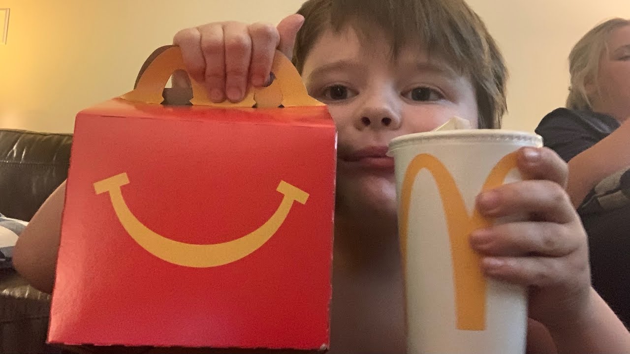 Beau McDonald’s eat food French fries cheeseburger soda ketchup apple ...