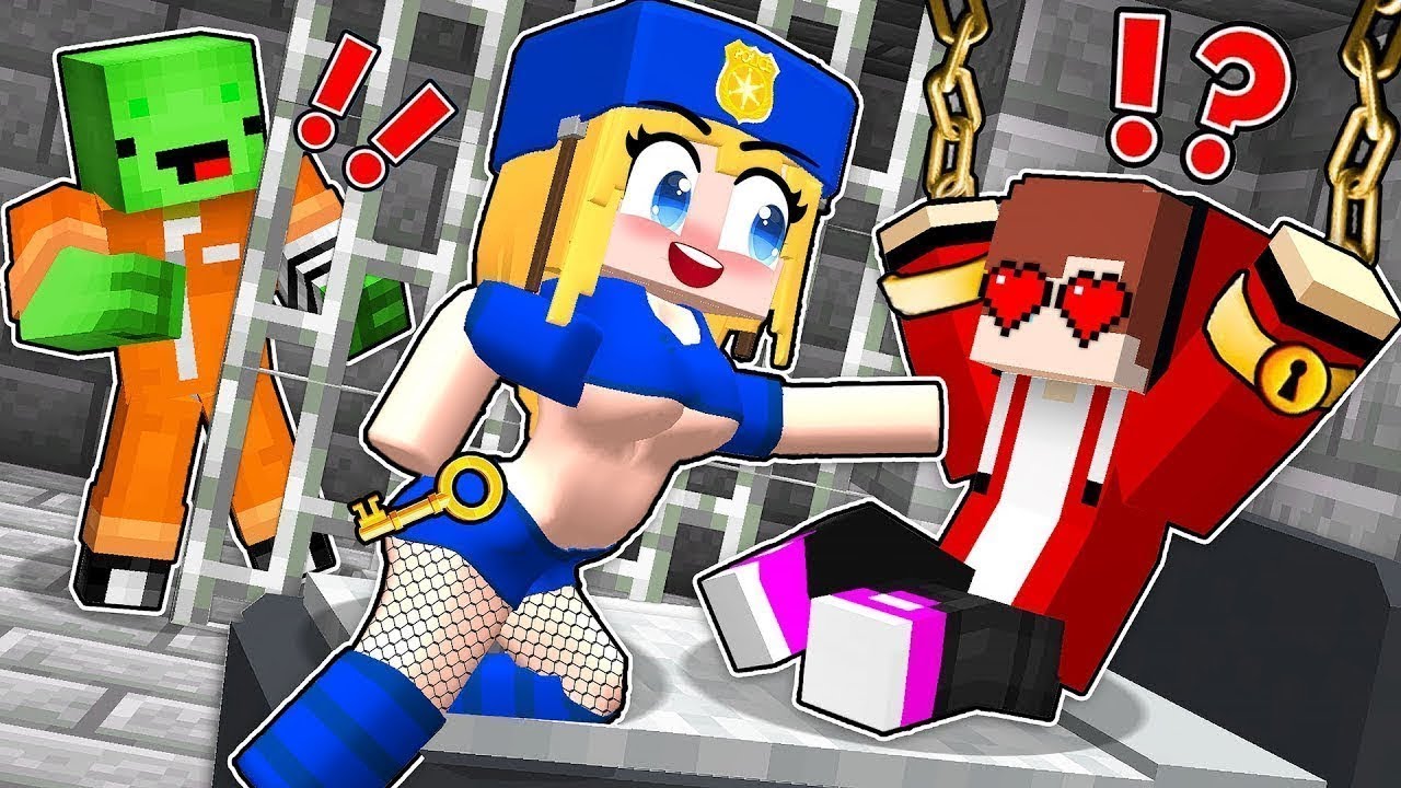 GIRL POLICE FELL in LOVE with JJ in PRISON! Mikey and JJ JAILBREAK in Minecraft - Maizen - YouTube