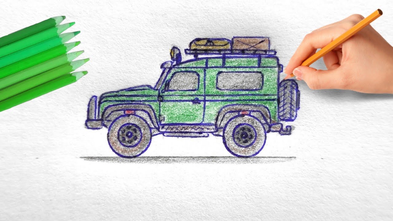 HOW to DRAW a LAND ROVER DEFENDER 1990 - YouTube