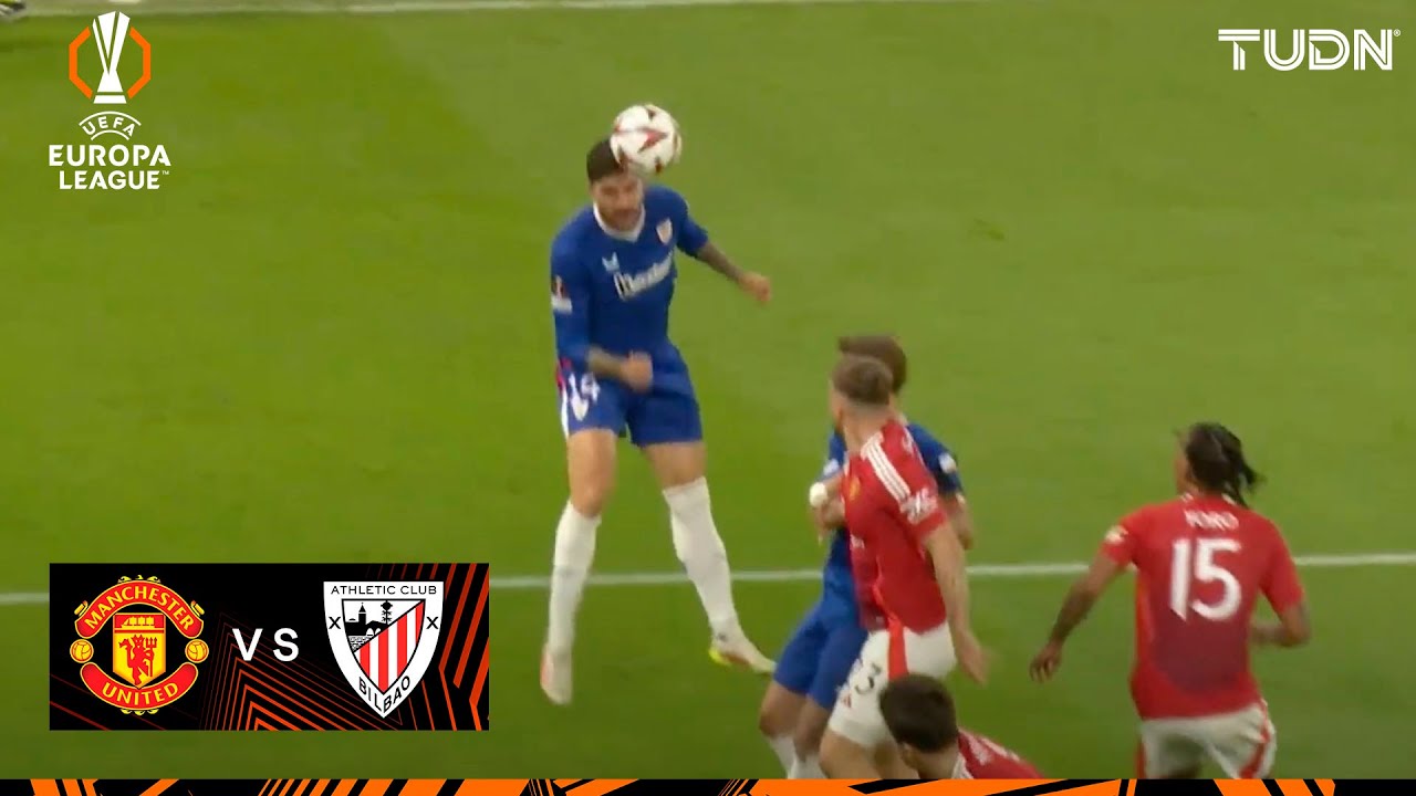 ¡Cabezazo peligroso se va por un lado! | ManUnited 0-1 Athletic | UEFA Europa League - Semis ...
