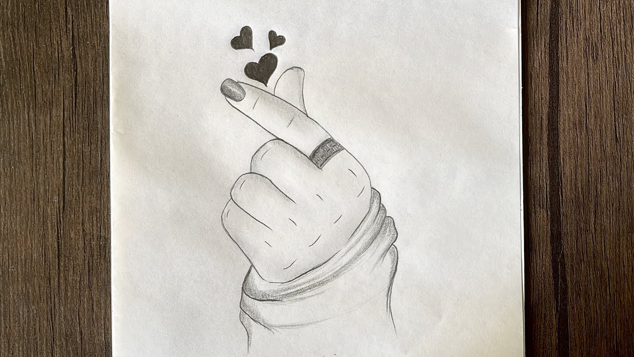 how to draw a girl hand with hearts | easy girl drawing step by step ...