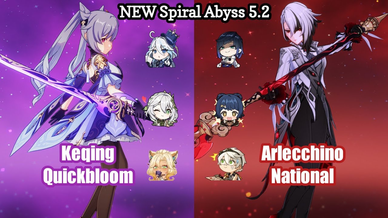 C3 Keqing Quickbloom & C0 Arlecchimo National | NEW 5.2 Spiral abyss ...