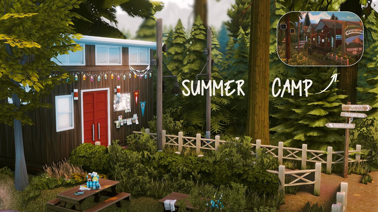 Building a SUMMER CAMP in The Sims 4 | Relaxing Speedbuild | ASMR - YouTube