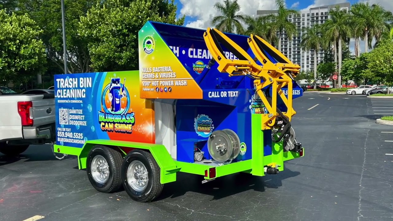 Sparkling Bins Trailer Mount Trash Bin Cleaner - YouTube