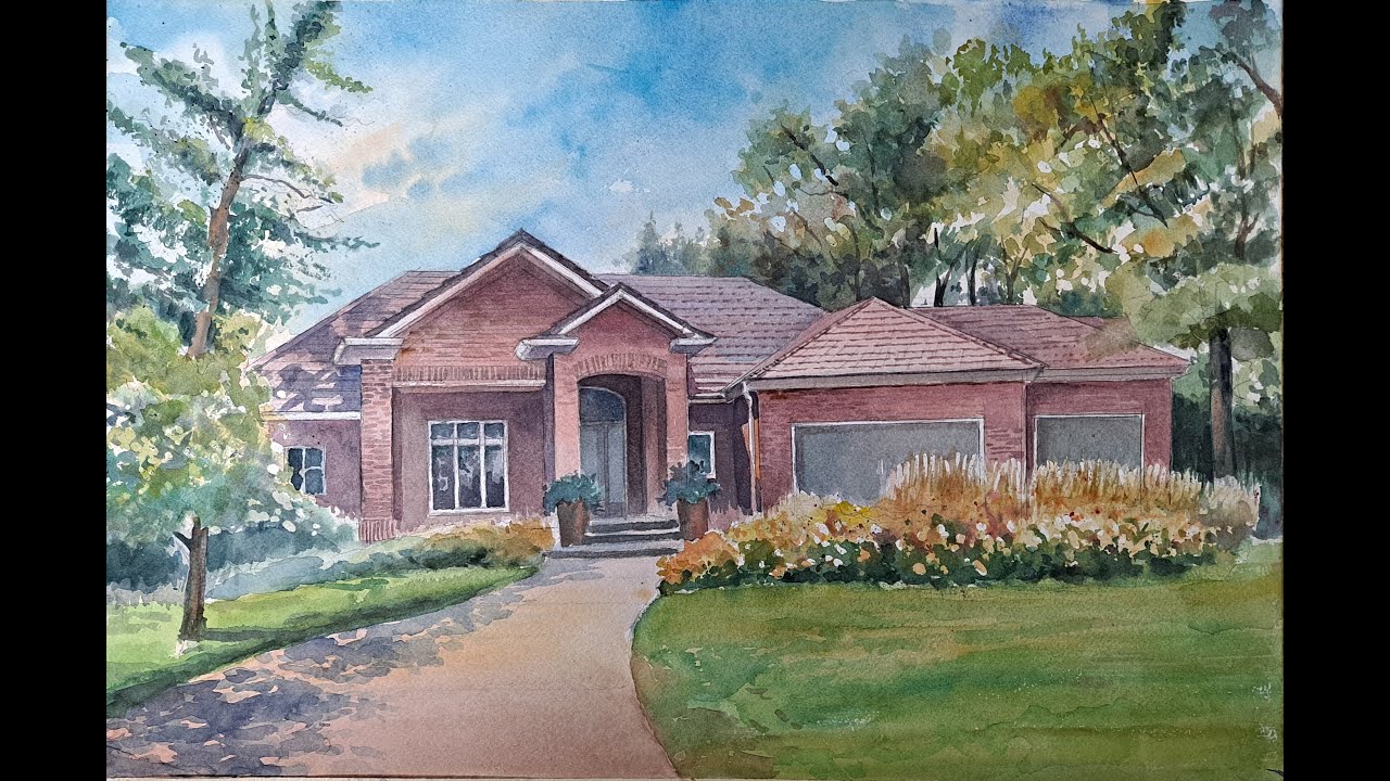 The House Portrait with Watercolor | Painting Demonstration - YouTube