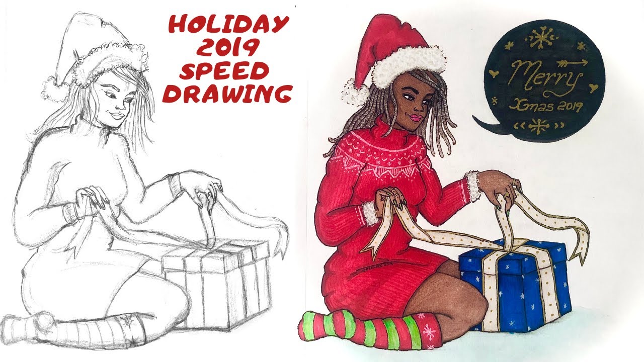 Island Girl Christmas | Speed Drawing | Fashion Illustration - YouTube