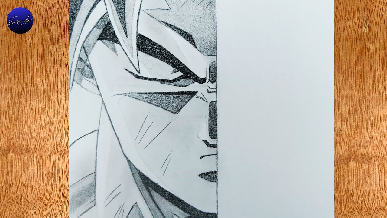 How to Draw Goku Ultra Instinct Half Face - Dragon Ball Super - YouTube