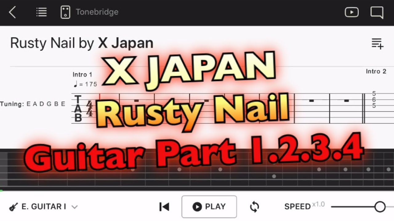 【tab】x Japan Rusty Nail【エレキギター中級者用練習曲】guitar Tutorial Youtube