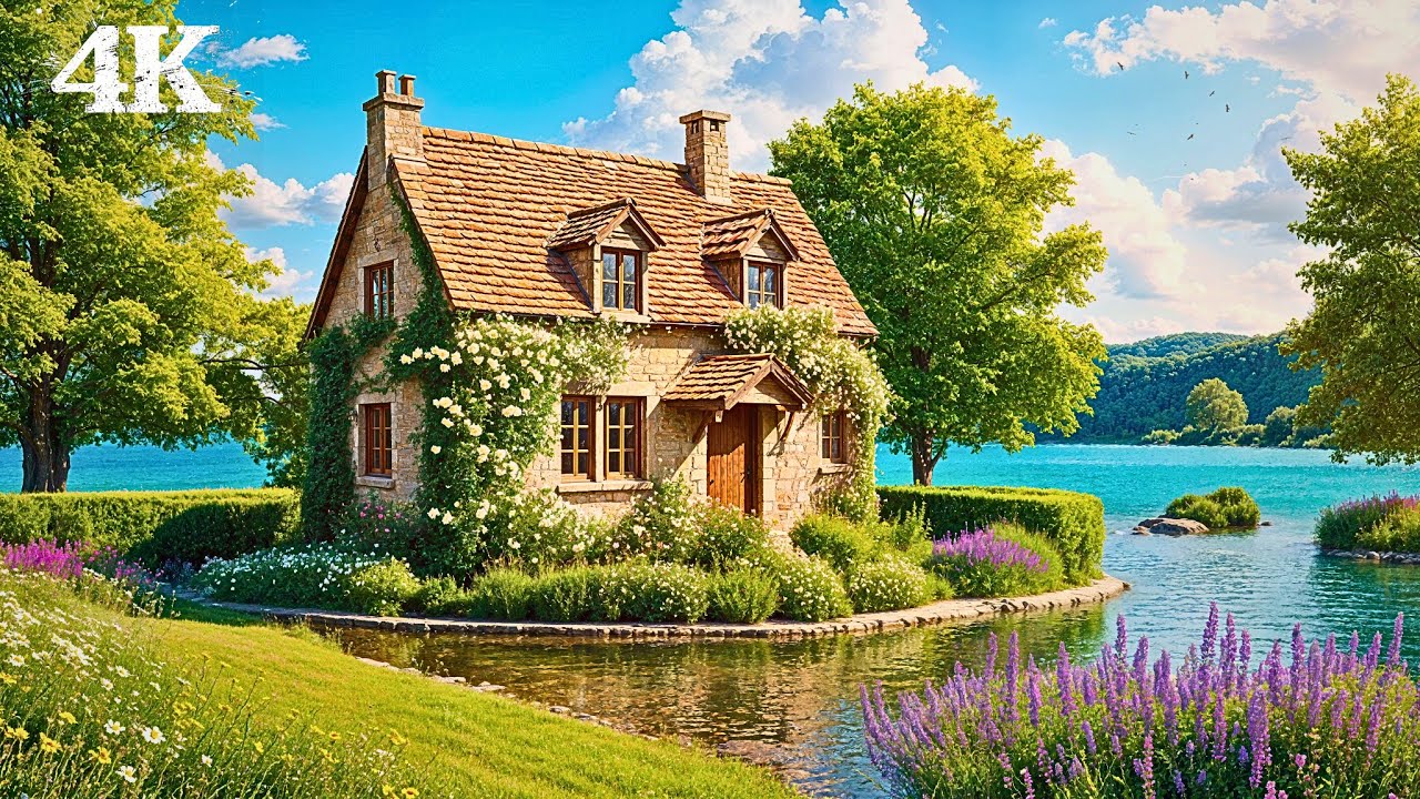 Enchanting Cottage Ambience | Birds, Crickets, and Lake Sounds | Escape ...