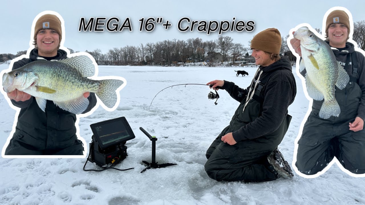 Early Ice Fishing GIANT Crappies On A New Lake (MULTIPLE 16”+ New PB ...