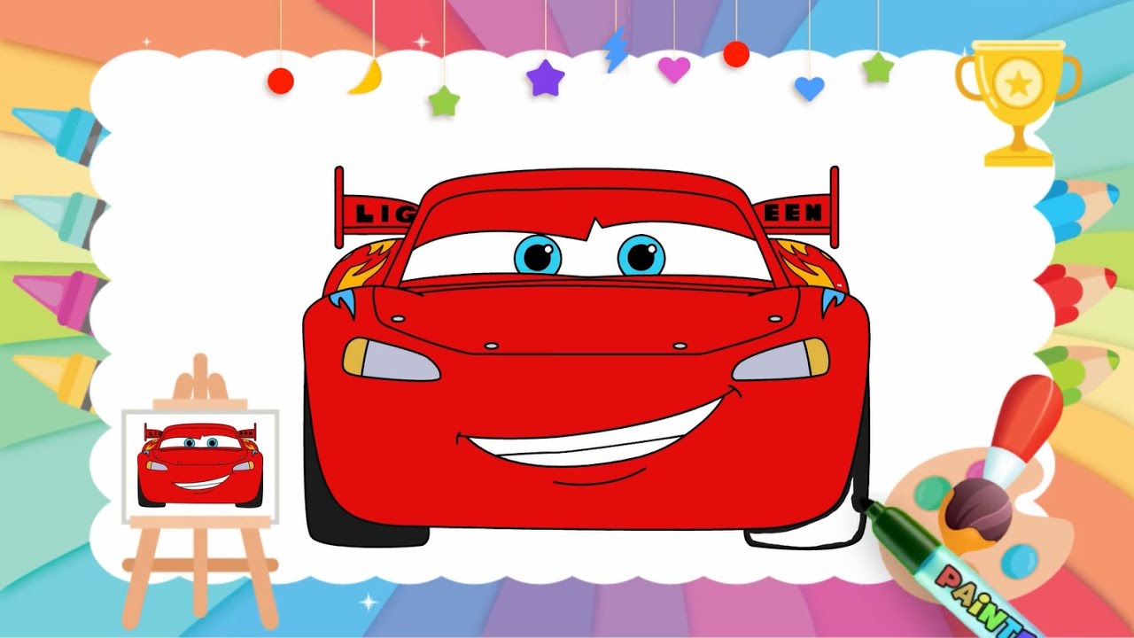how to draw lightning mcqueen | drawing and coloring mcqueen | disney ...