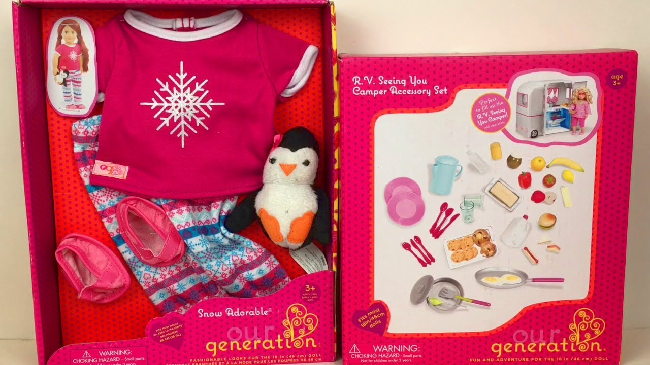 Our Generation Pajama Fashion Pack & RV Camping Breakfast Mini Food ...