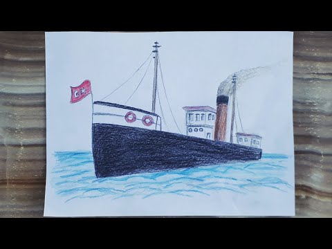 Ship drawing🚢 / How to draw a ship / Gemi nasıl çizilir / Vapur çizimi / Gemi çizimi / Gemi resmi