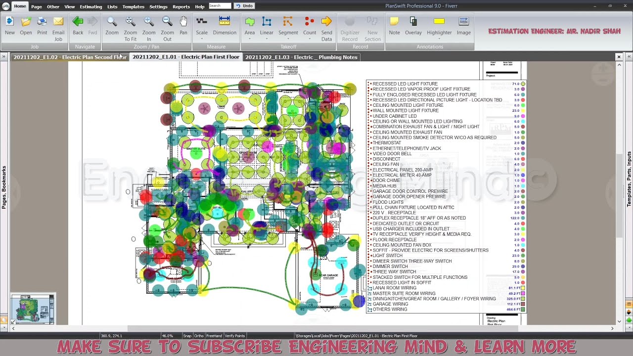 Electrical wiring Takeoffs in plan swift | Complete Electrical estimate ...