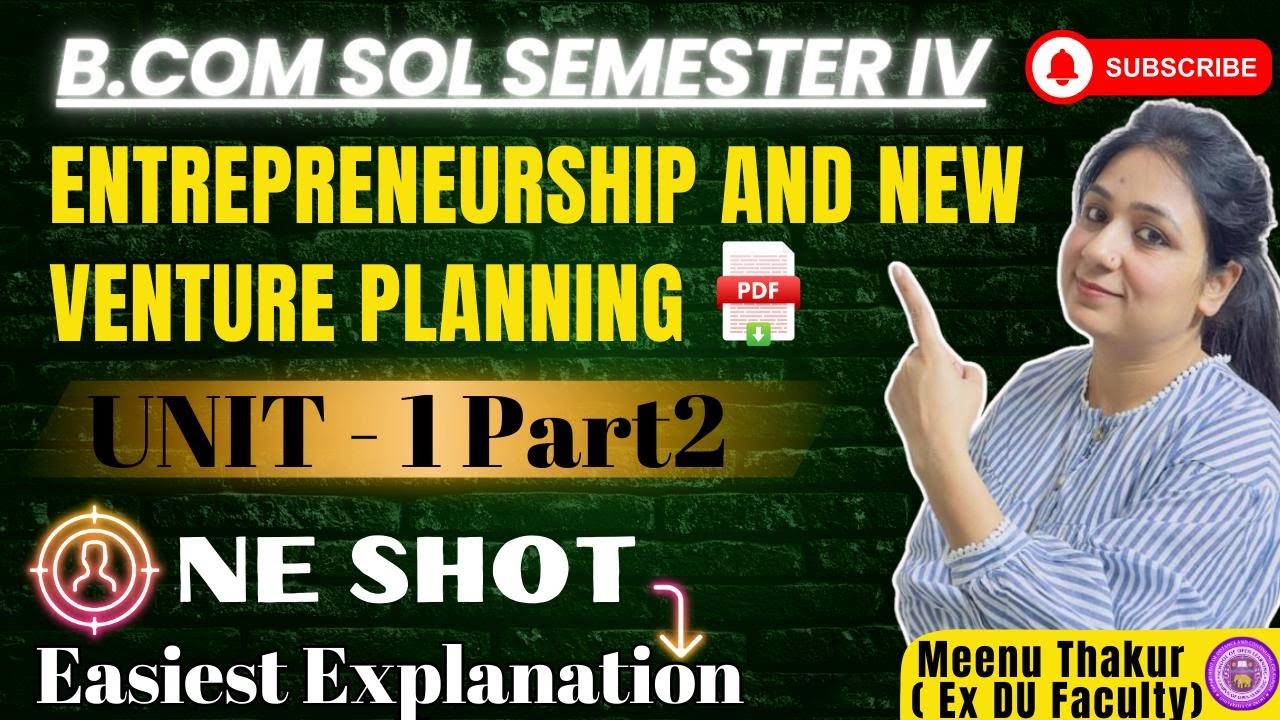 Unit 1 : Intro | Entrepreneurship and New Venture Planning | Sem- 4 | B ...