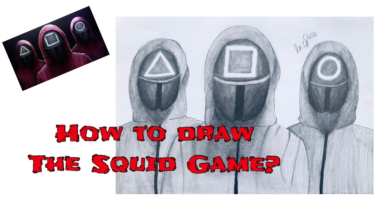 How to draw the Squid Game? | Squid Game drawing | Squid Game guards ...