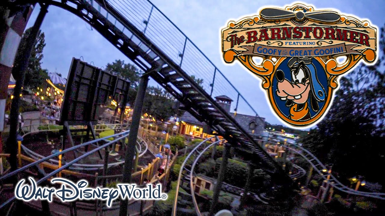 2019-07-21 The Barnstormer Roller Coaster On Ride Front Row Low Light ...