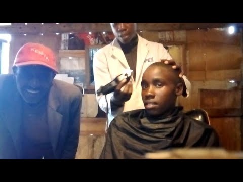 Shaving hair in a local Barbershop || Is this the best Barber? #kenya # ...