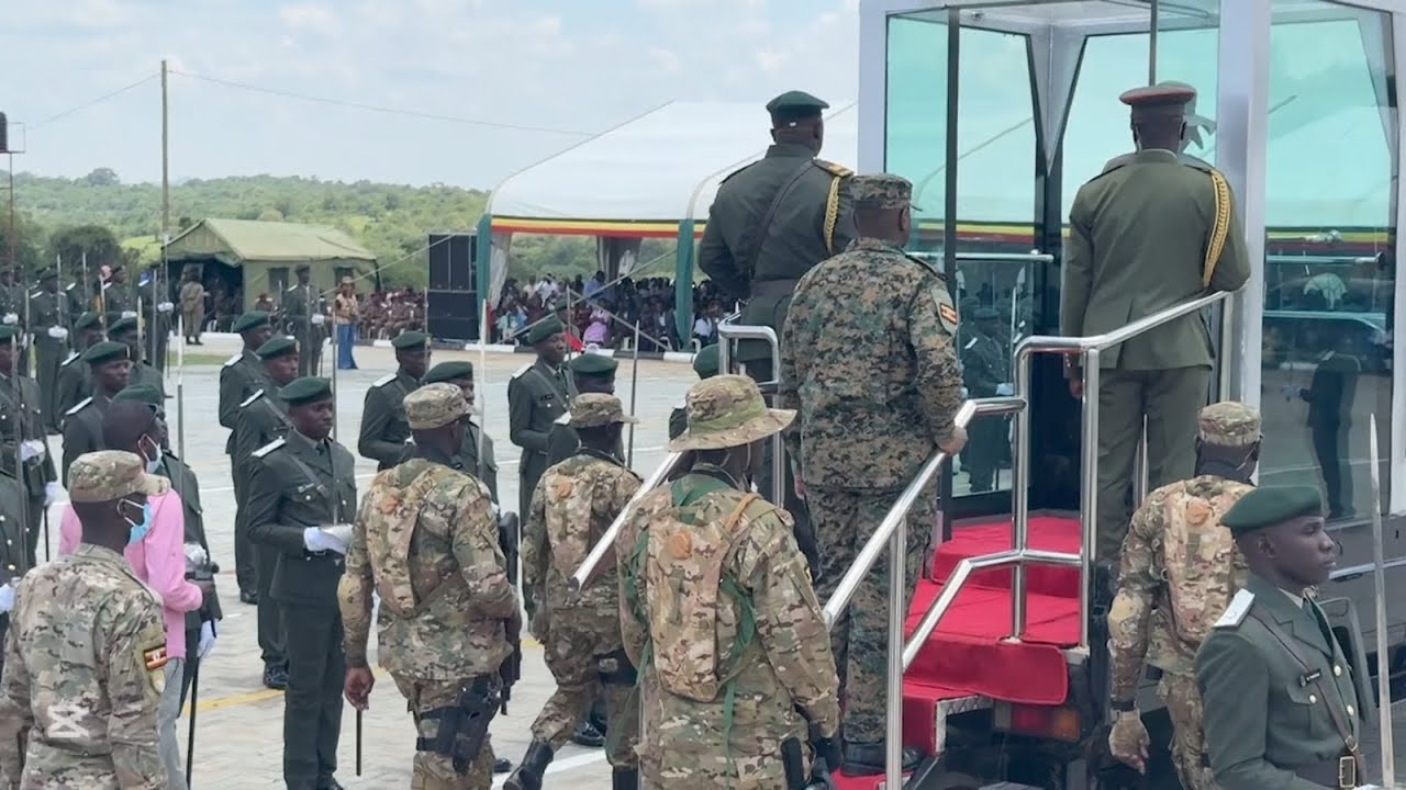 Museveni and Gen Muhoozi K together at Kabamba Military Training school ...