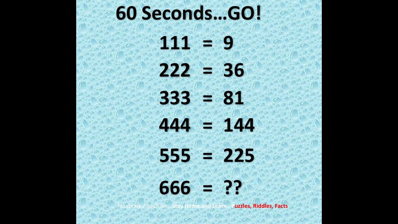 Math Challenge - Can You Solve The Riddle In 60 Seconds? - YouTube