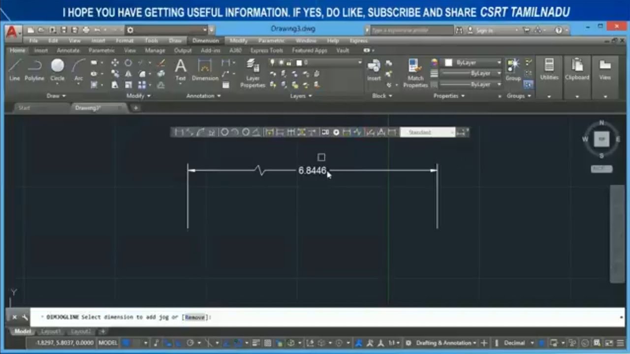 129 (DIMTOOL) (DIMJOGLINE) DIMJOGLINE COMMAND AUTOCAD - YouTube