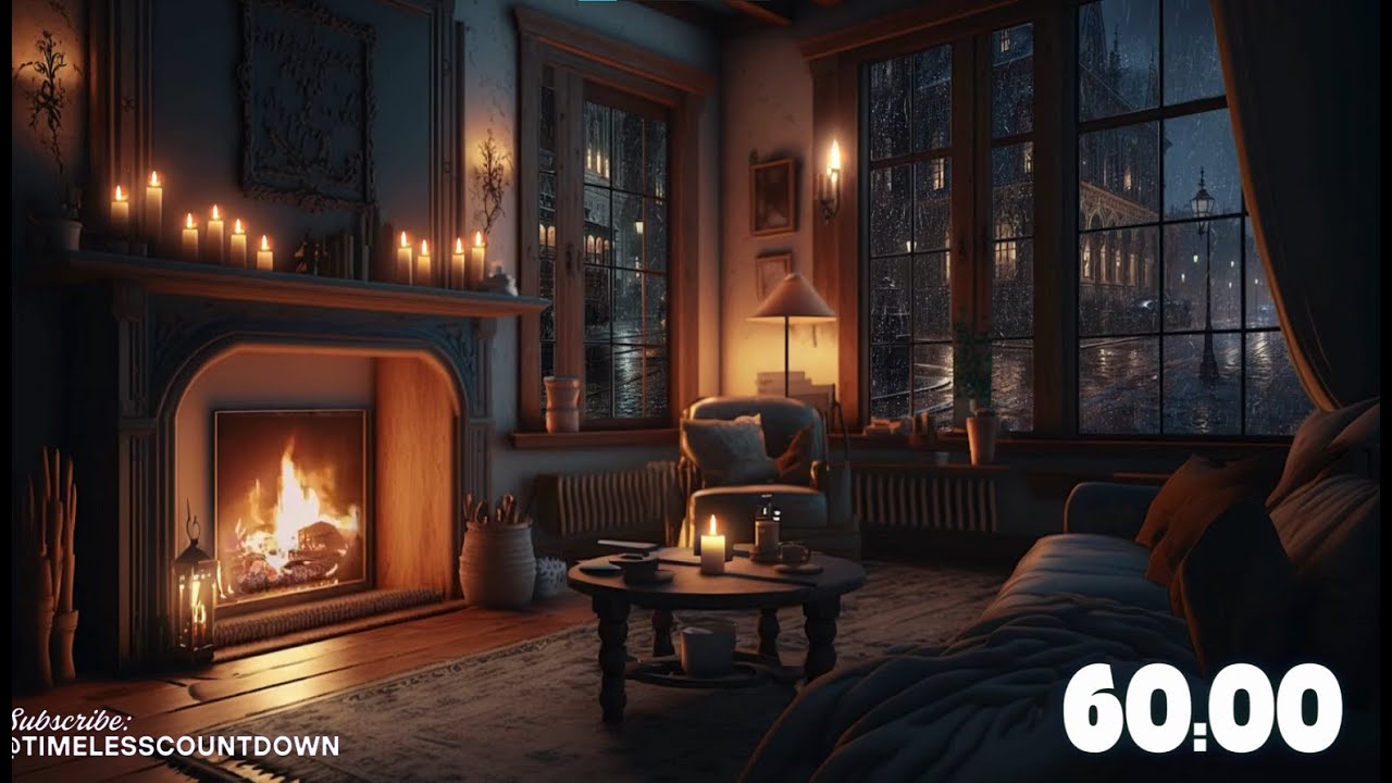 🔥 60 Minute Cozy Fireplace Countdown Timer🕯️ | Crackling Fire for ...