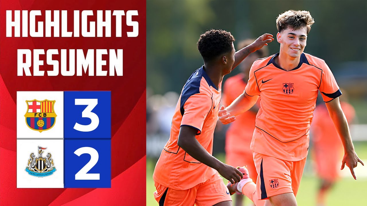 Barcelona U19 3-2 Newcastle U19 | UEFA Youth League Highlights | Oscar Gistau & Xavi Espart ⚽🎯 ...