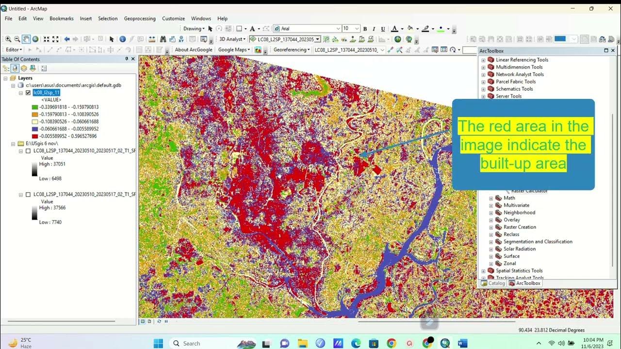 NDBI Calculation in ArcGIS : Normalized Difference Built-Up Index I How to Calculate NDBI in ...