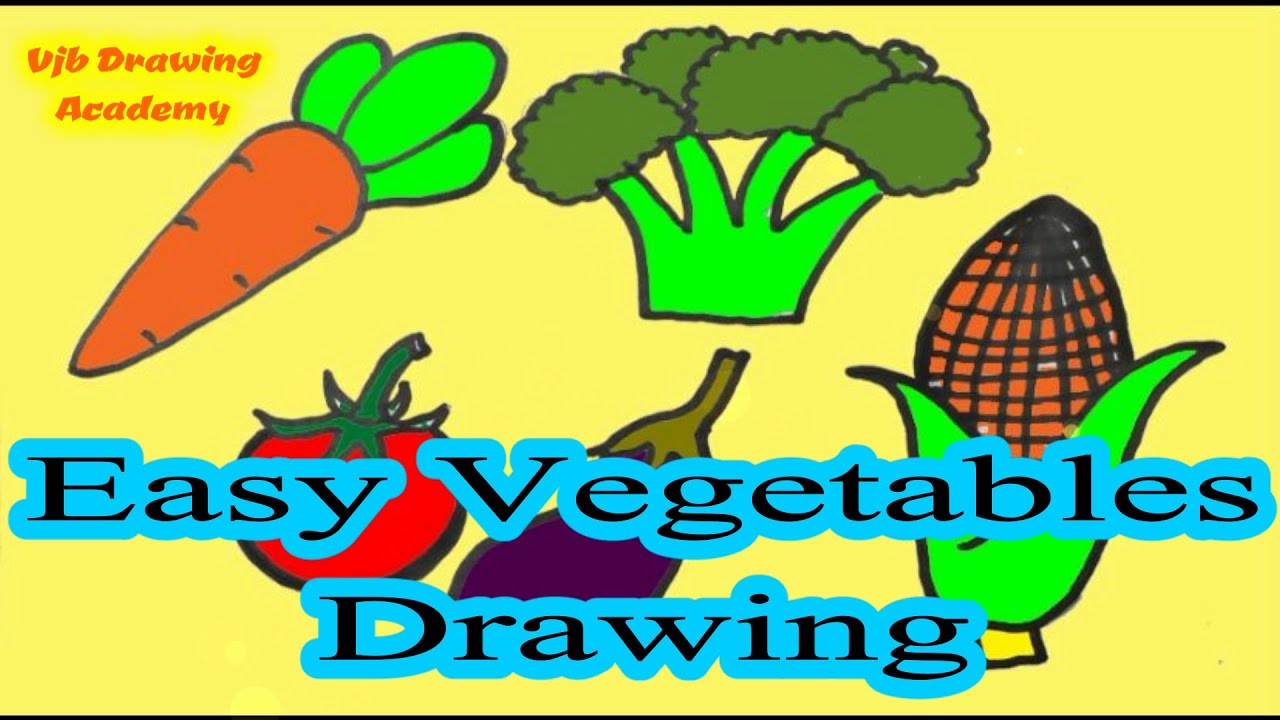 How to draw Winter Vegetables easy // Carrot, Broccoli, Tomato, Brinjal ...