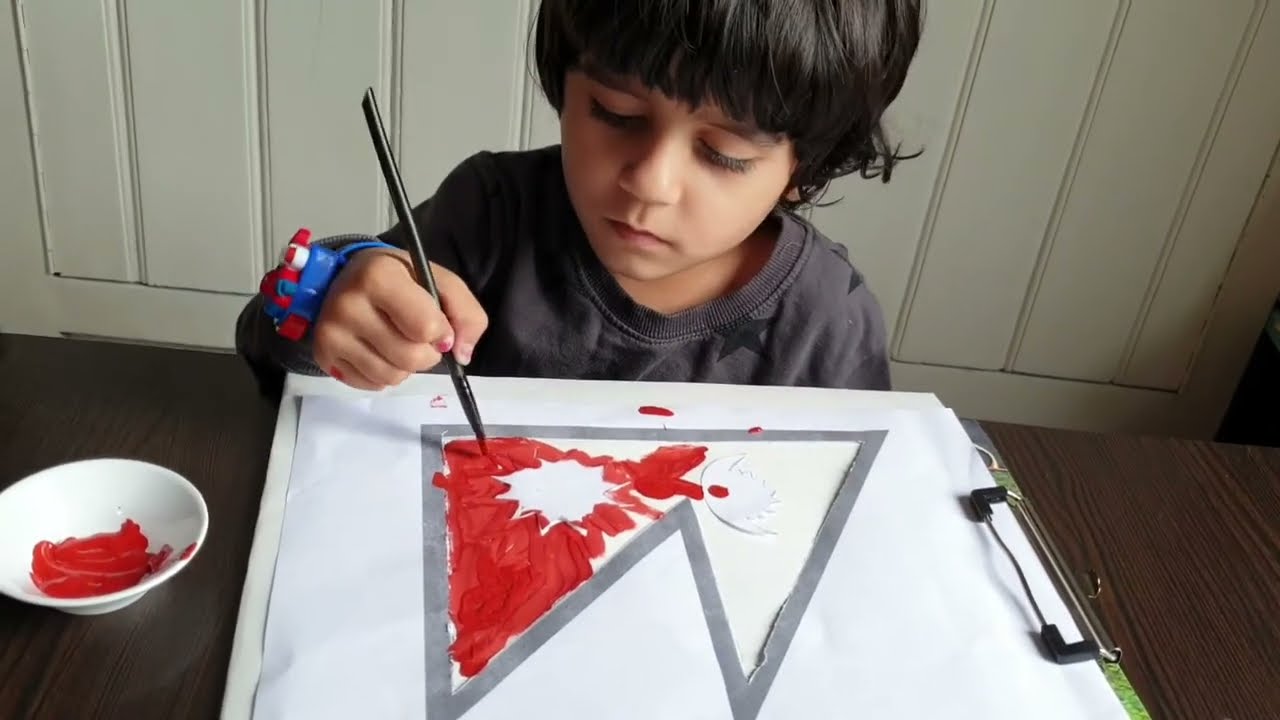How to draw National Flag of Nepal_Easy drawing by 4 years Prabas _step ...
