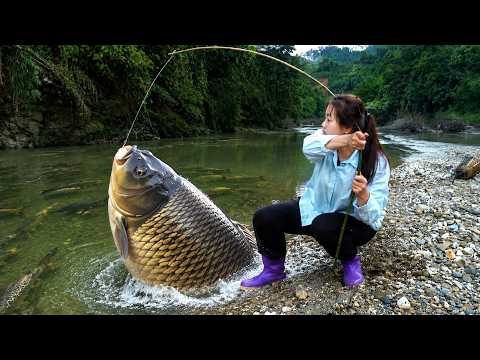 [TIMELAPSE] -- Secret Hidden Creek Discovery: Earthworm Fishing Yields A Huge Fish Catch!