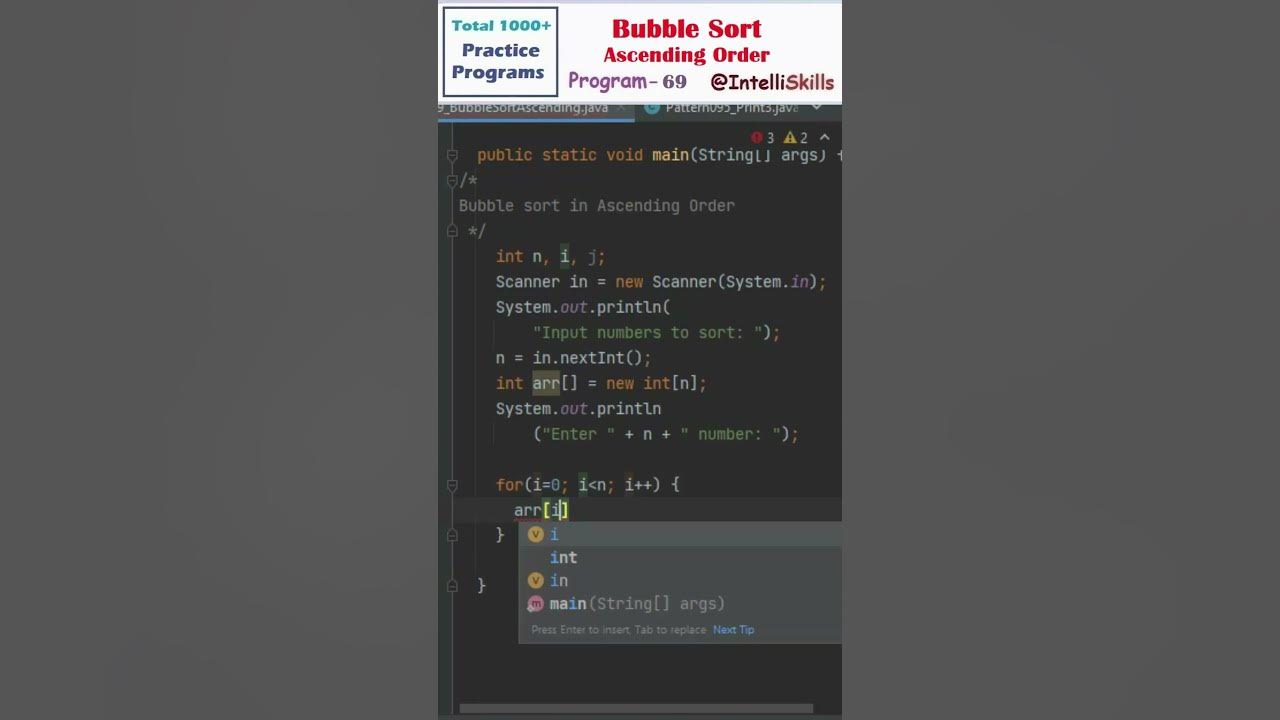 Java Program 69 Bubble Sort Ascending Order In Java Shorts Java