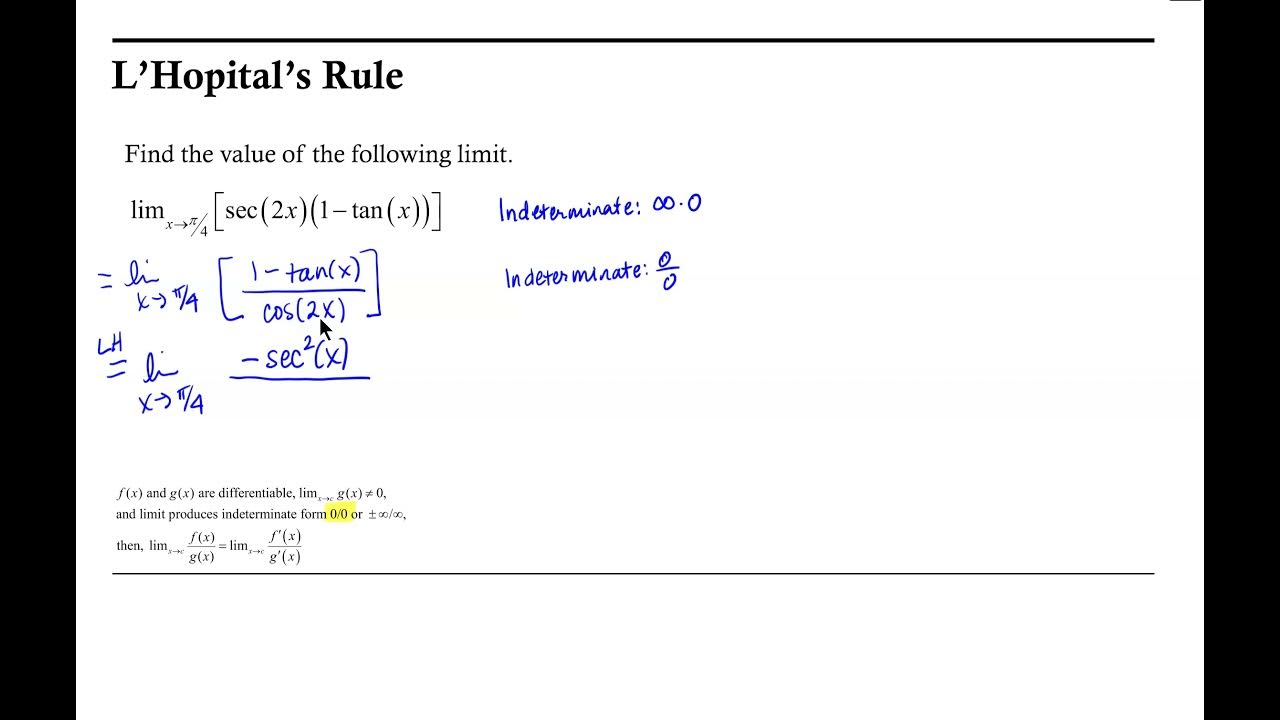 L'Hopital's Rule: Type Infinity x 0 - YouTube