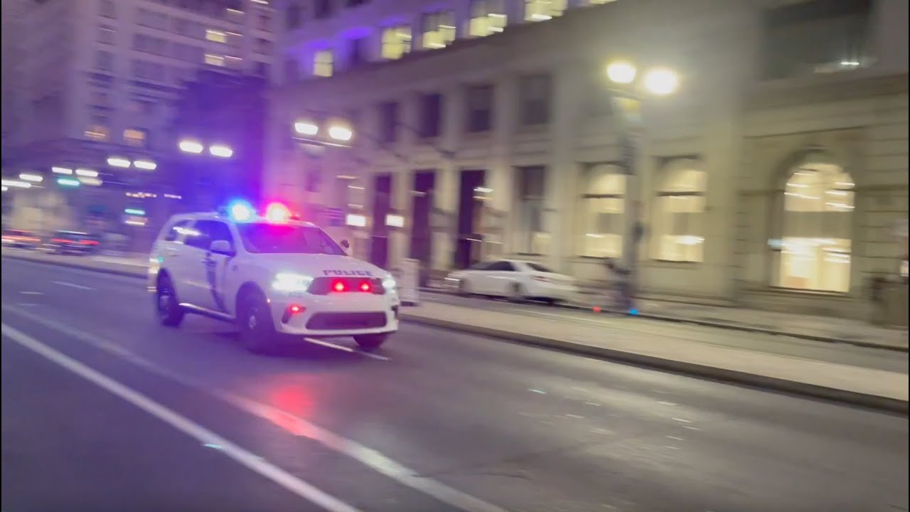 PHILADELPHIA POLICE DODGE DURANGO RESPONDING FAST DOWNTOWN TO ARMED MAN ...