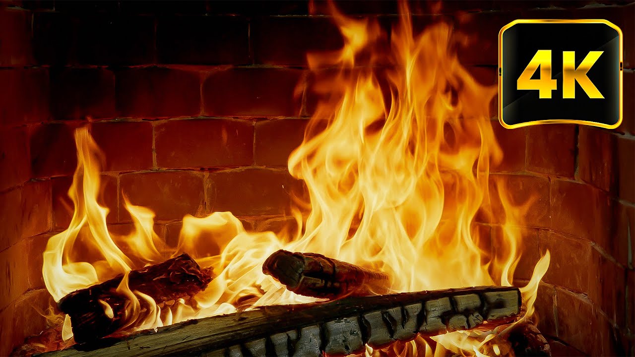 Relaxing Ambience with Cozy Fireplace Burning 4K & Crackling Fire ...