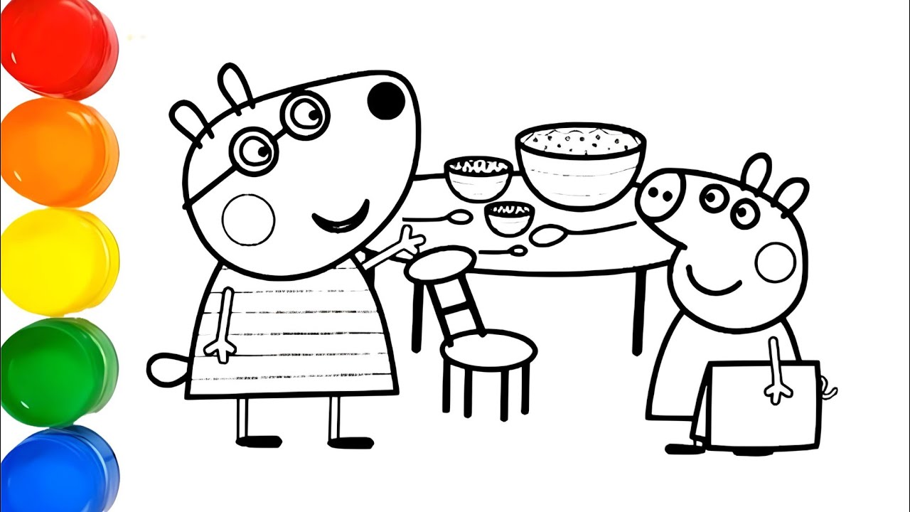 Peppa Pig Drawing and Coloring Pages for Kids | Peppa Pig English ...